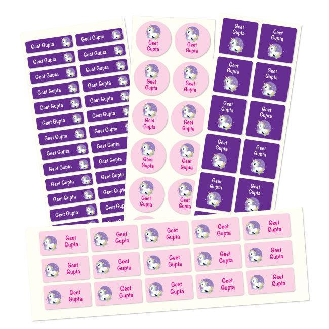 Shop Name Stickers For School Kids | Unicorn Love Labels | Waterproof ...